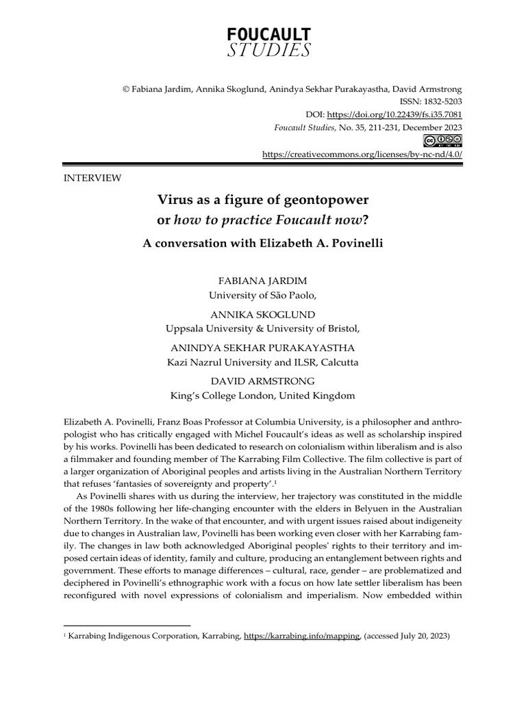 10 +Povinelli+Interview | PDF | Michel Foucault | Anthropology