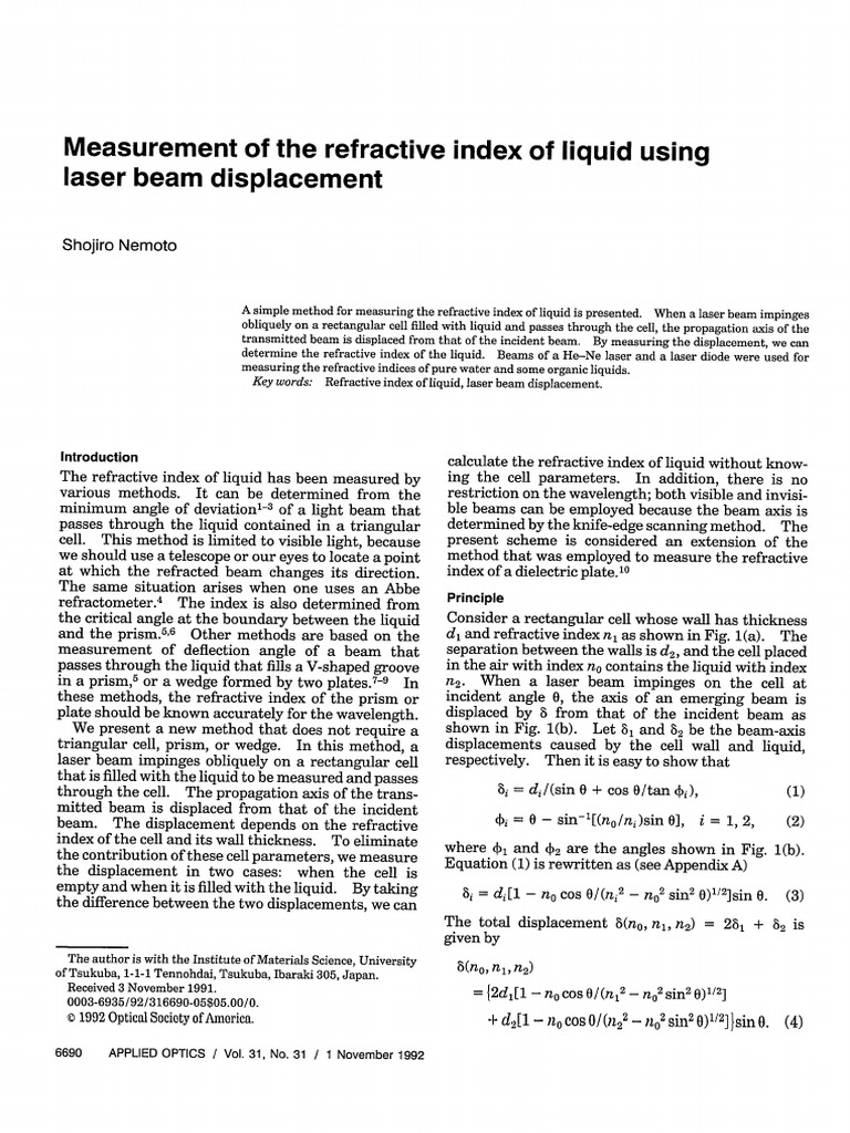 Nemoto 1992 | PDF | Refractive Index | Materials Science