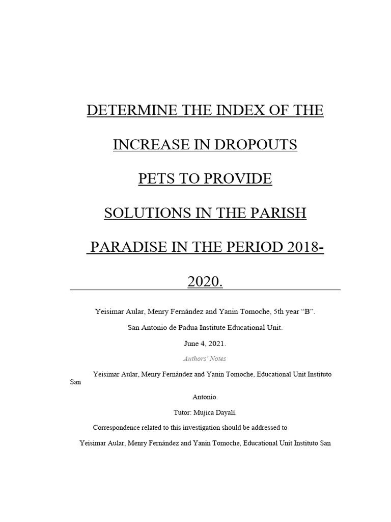 Thesis On Pet Abandonment 2021. Author: Menry Francisco Fernández | PDF | Survey Methodology ...