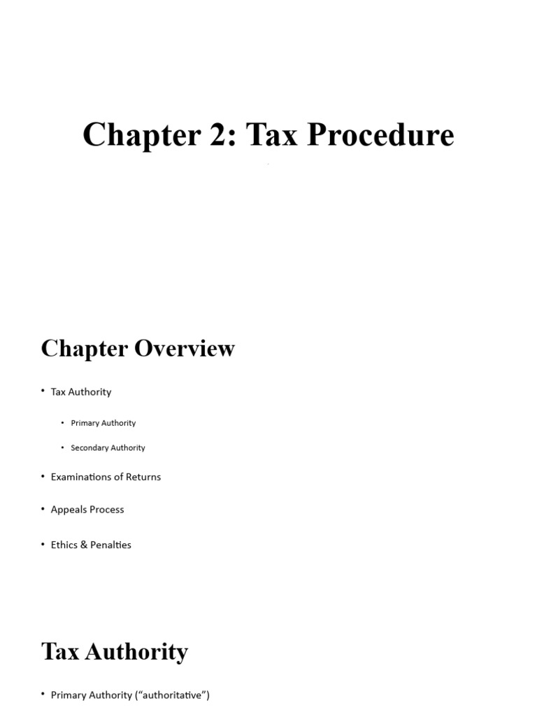 Understanding Tax Procedure and Authority | PDF | Internal Revenue ...