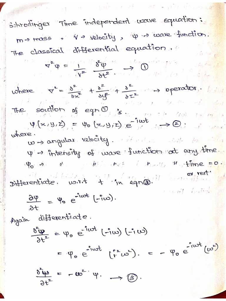 Schrodinger Time Independent and Dependent Wave Equation | PDF Schrodinger Time Independent and Dependent Wave Equation | PDF