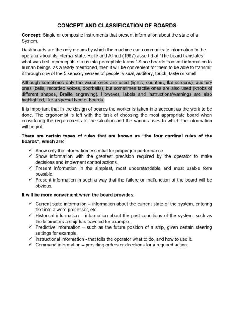 Concept and Classification of Boards | PDF | Information | Senses