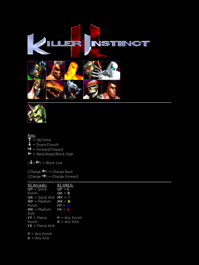 Guia de Movimientos Killer Instinct | PDF