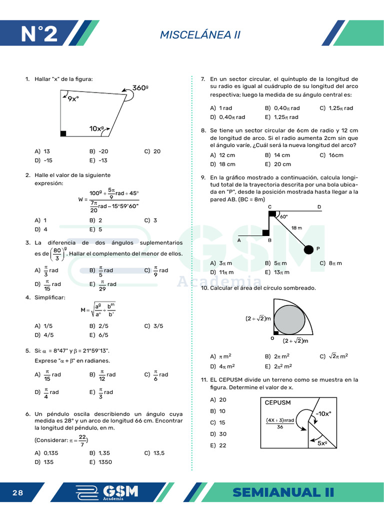 Trigonometria-Miscelanea Ii | PDF | Metrología | Geometría Elemental