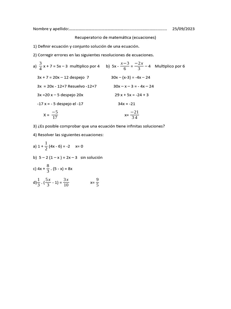 Ecuac Recupe Resuelto | PDF