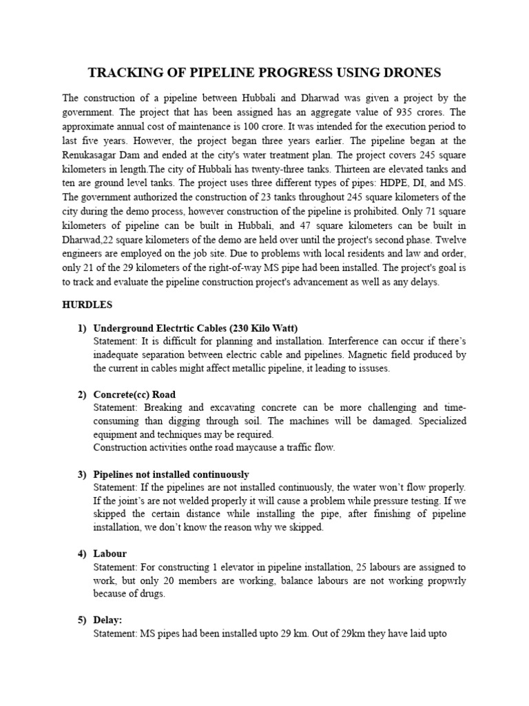 Tracking of Pipeline Progress Using Drones | PDF | Pipe (Fluid ...