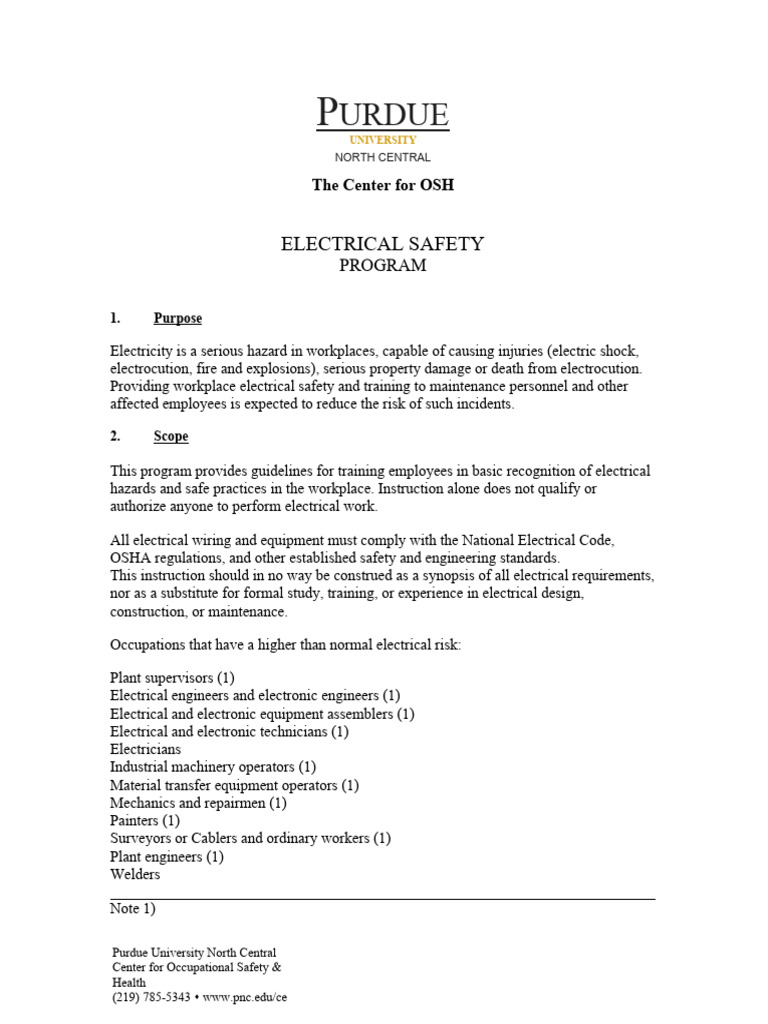 Electrical Safety Program | PDF | Personal Protective Equipment ...