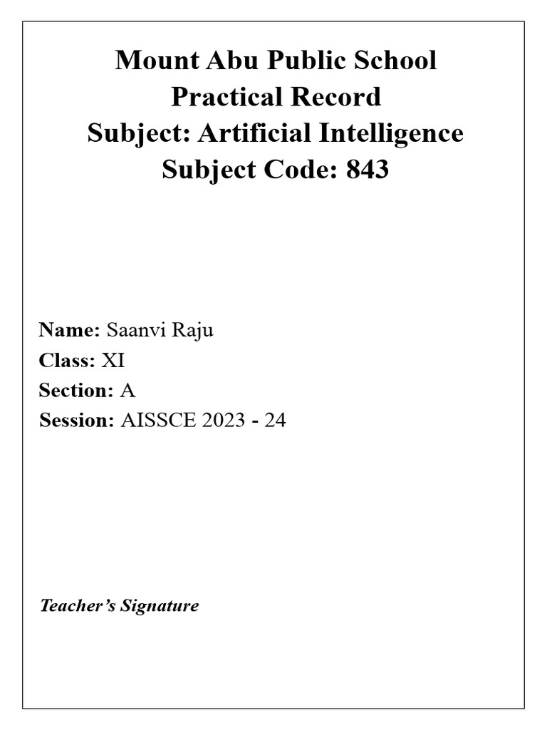 AI Practical Record | PDF | Artificial Intelligence | Intelligence (AI) & Semantics