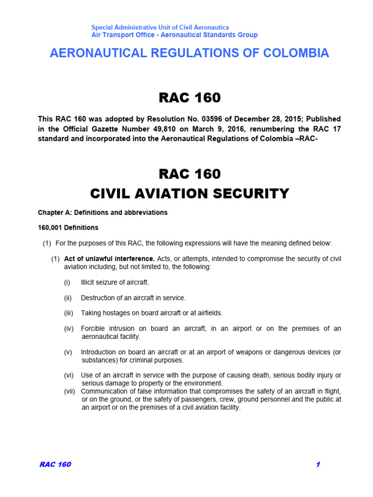 RAC 160 - Civil Aviation Security | PDF | Firearms | Caliber