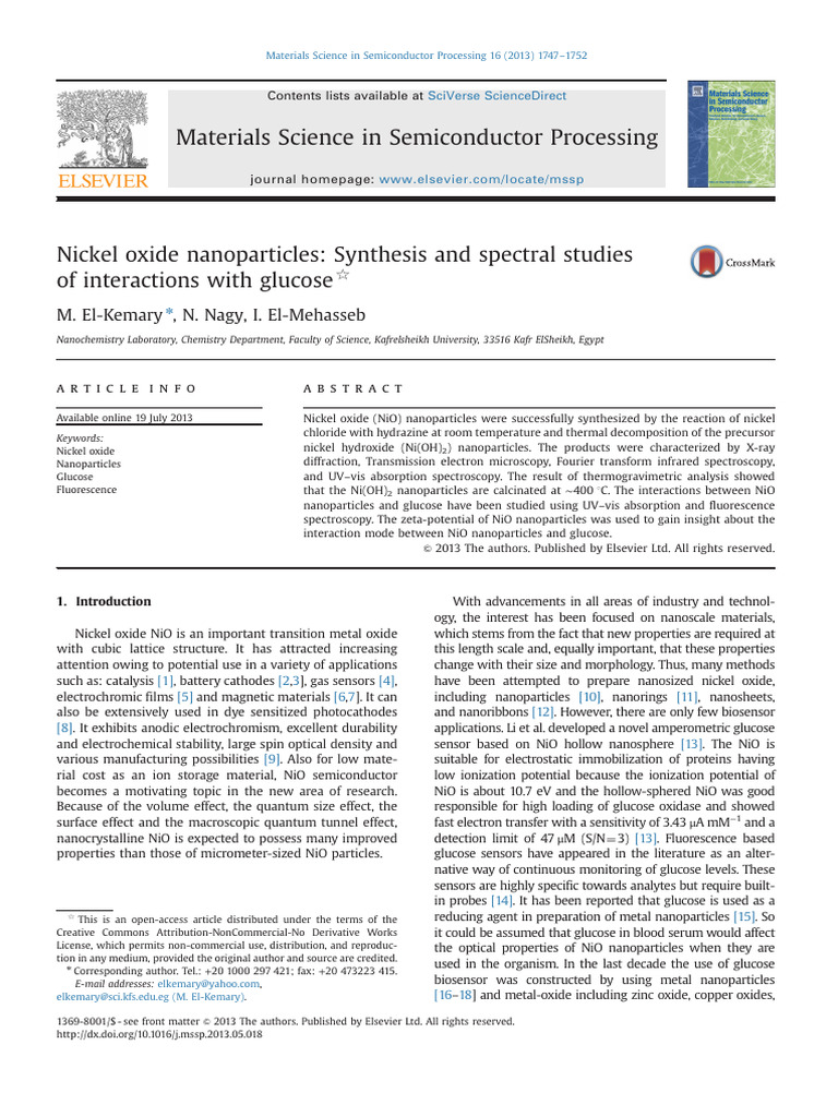 Nickel Oxide Nanoparticles Synthesis and Spectral | PDF | Nanoparticle ...