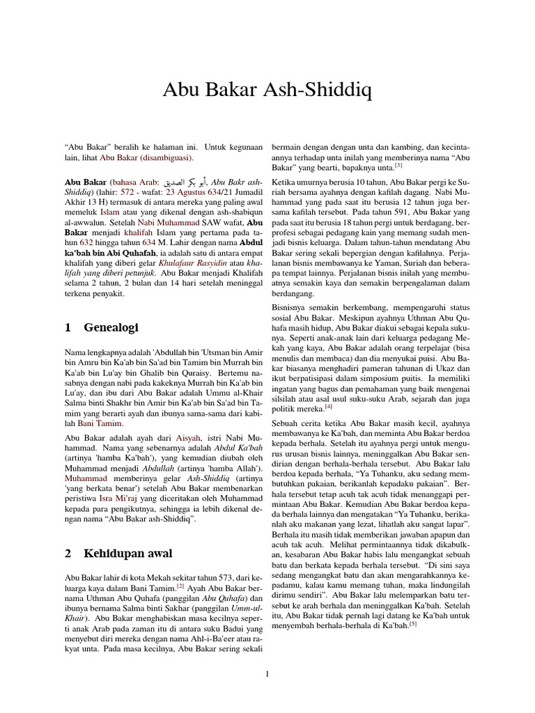 Abu Bakar Ash-Shiddiq | PDF