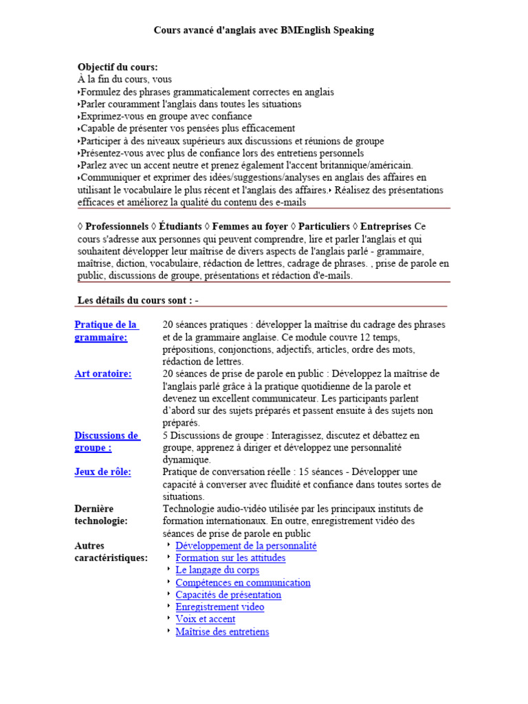 Cours Avancé D'anglais | PDF | Langue anglaise | la communication