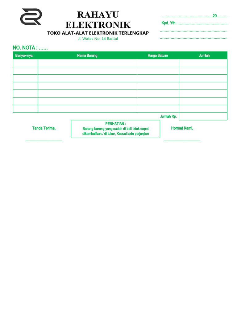 Template Nota Toko Elektronik - 20240429 - 124955 | PDF