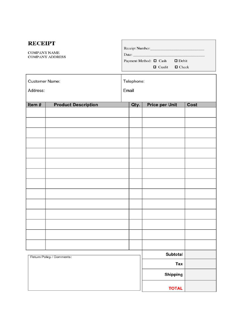 Receipt Free | PDF