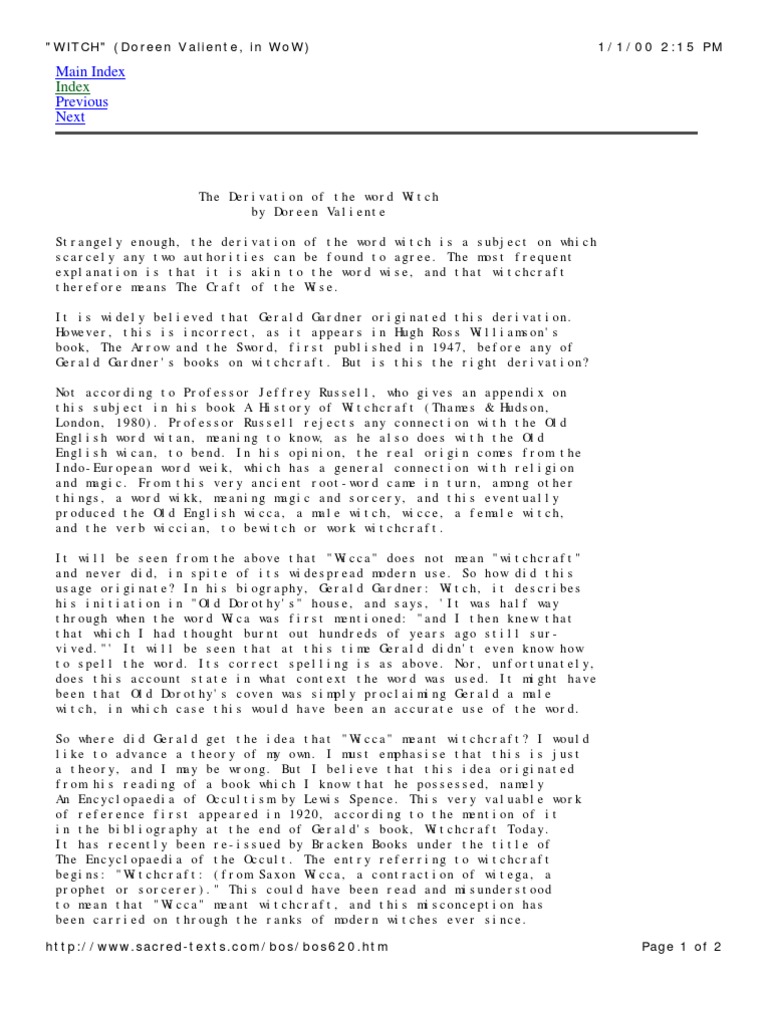 WITCH - (Doreen Valiente, I | Download Free PDF | Wicca | Witchcraft