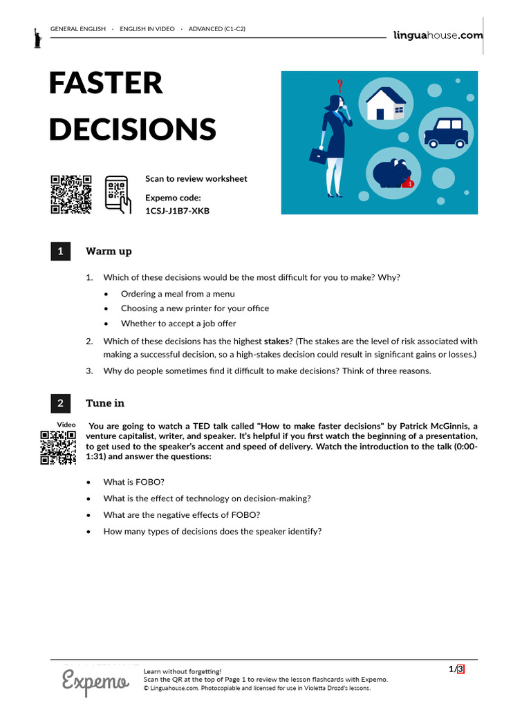 Faster Decisions | PDF | Question | Word