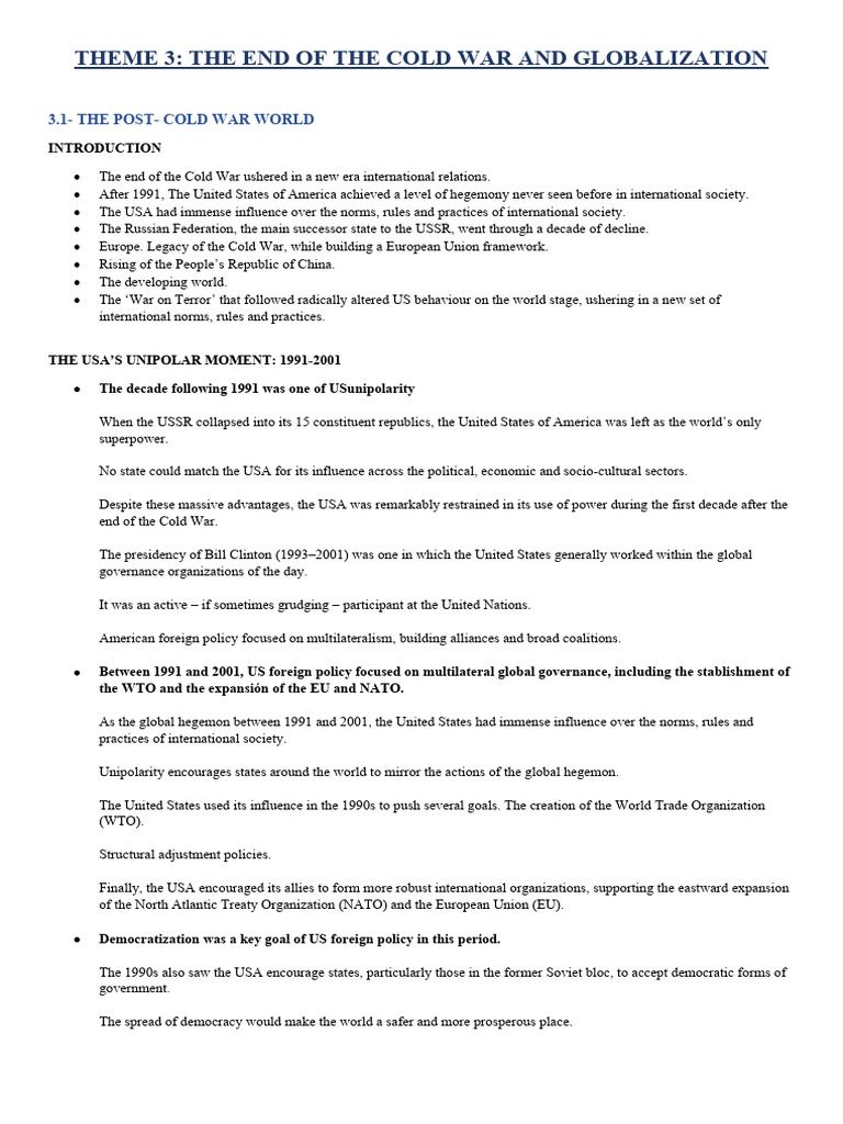 Post-Cold War Globalization Dynamics | PDF | European Union | Cold War