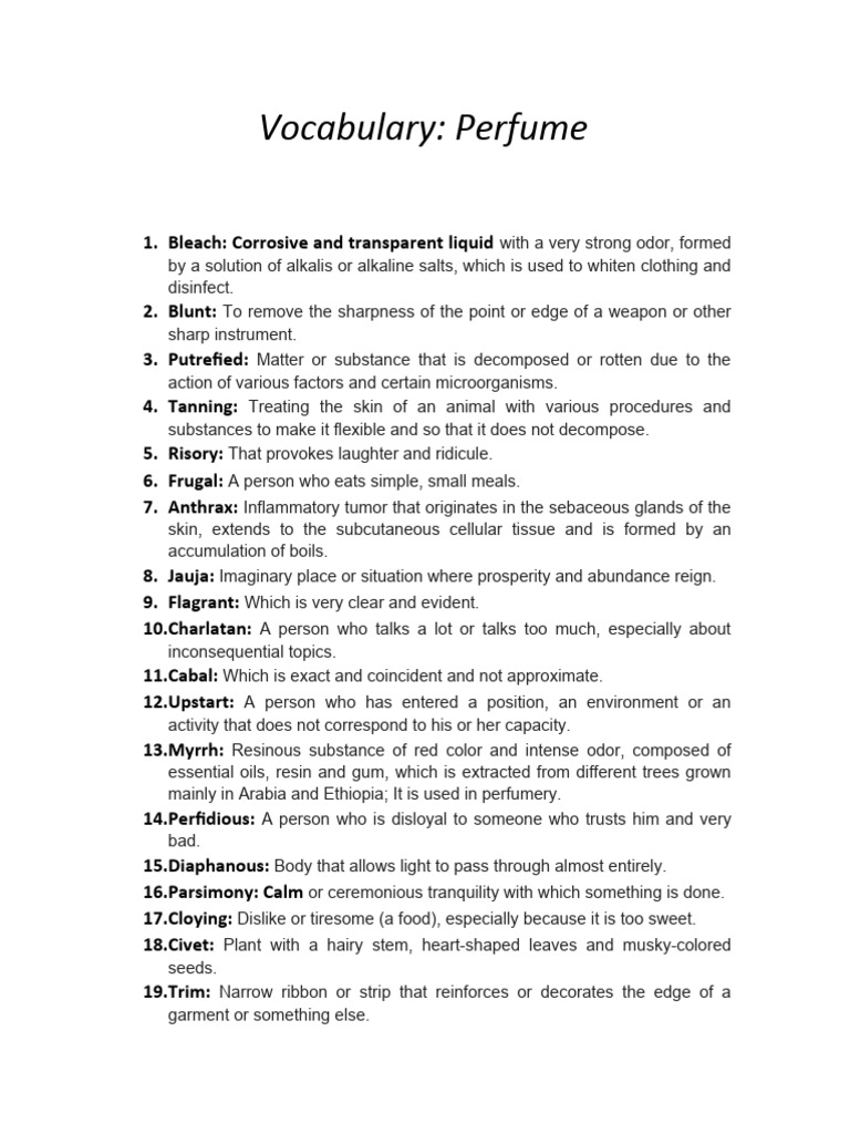 Vocabulary - Perfume | PDF | Perfume