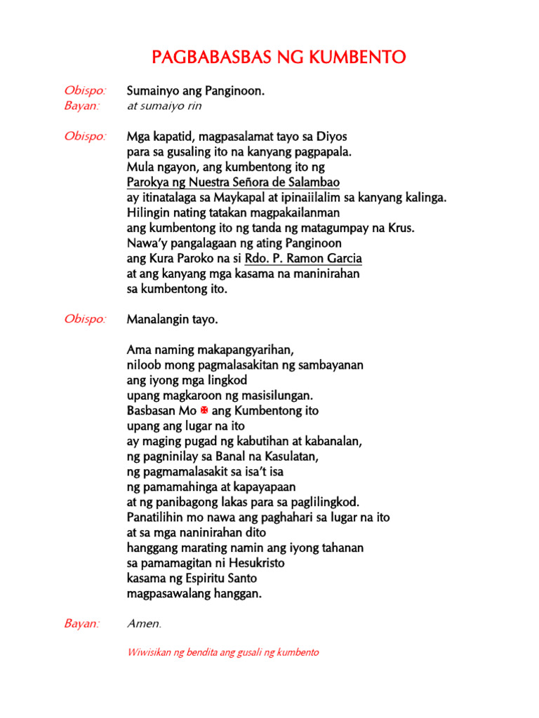 PAGBABASBAS NG Kumbento | PDF