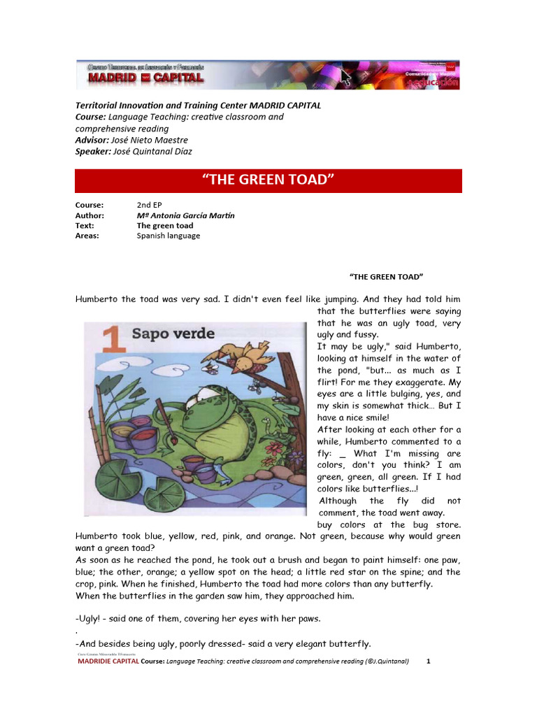 The Green Toad | PDF | Reading Comprehension | Language Education
