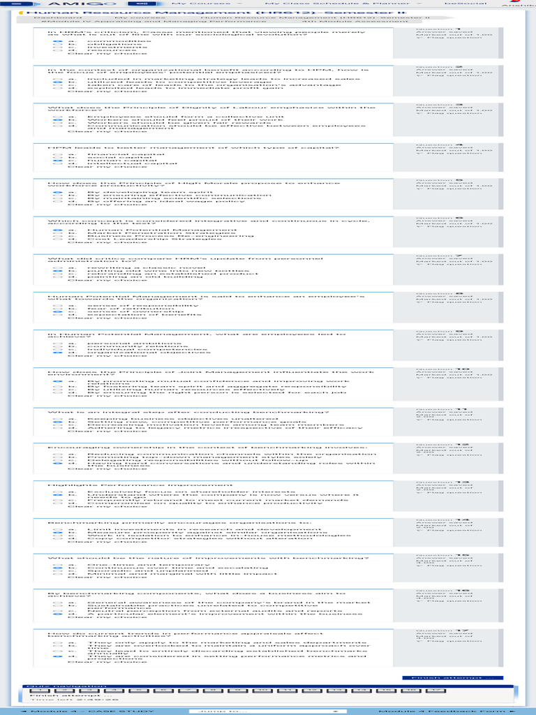 HRM Performance Assessment Quiz | PDF | Human Resource Management | Benchmarking