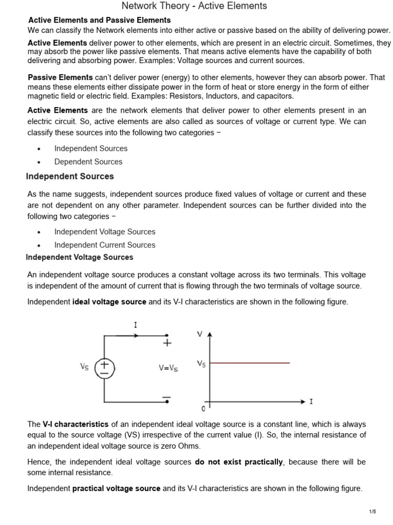 Network Theory - Active Elements | PDF | Electrical Network | Passivity (Engineering)