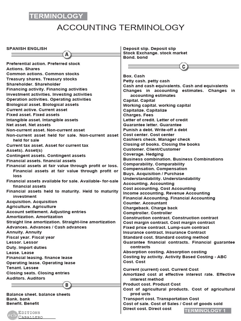 English Accounting Terminology | PDF | Debits And Credits | Expense