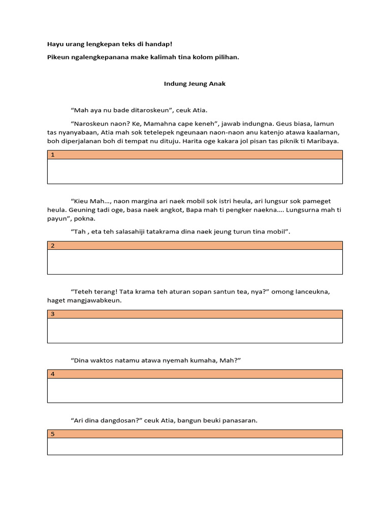 Teks Indung Jeung Anak | PDF
