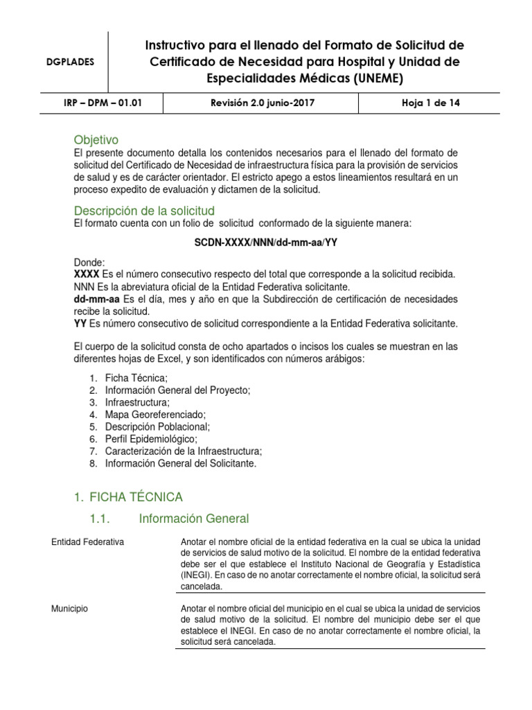 IRP DPM 01.01 Instructivo de Llenado de La SCDN de Hospital y UNEME | PDF | Hospital | Gestión ...