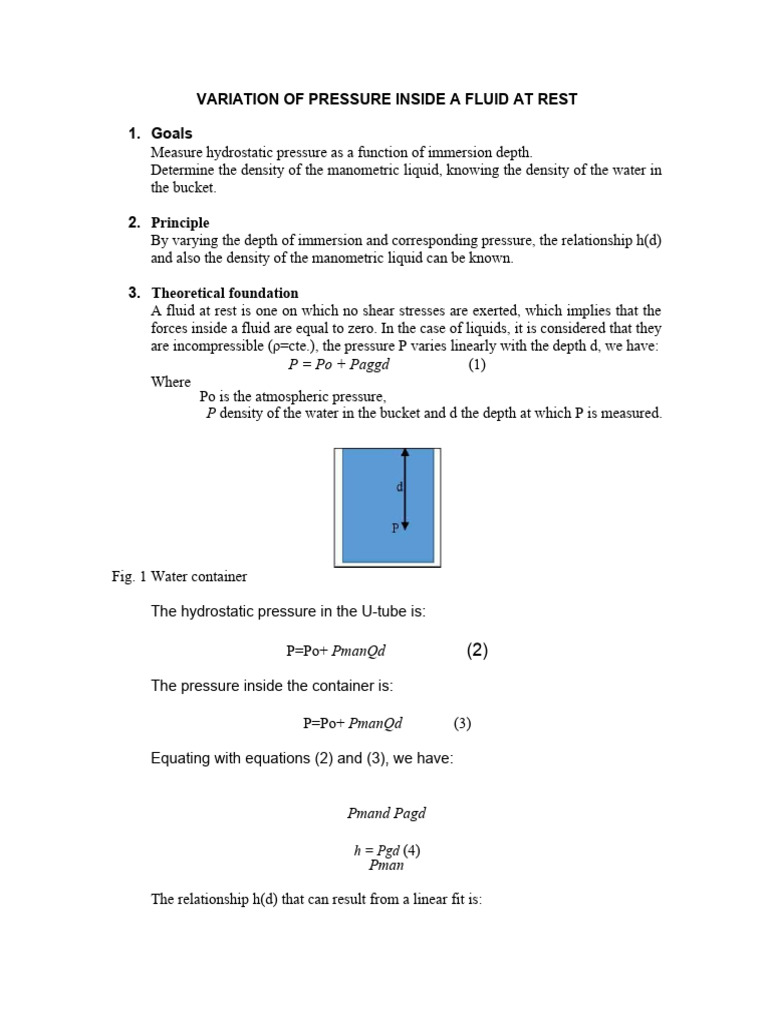 Hydrostatic Pressure | PDF | Pressure | Pressure Measurement
