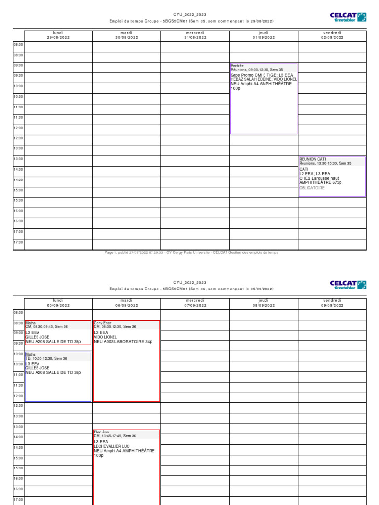 Grpe Promo CMI 3 TIGE L3 EEA Neu Amphi A4 Amphithéâtre 100p | PDF