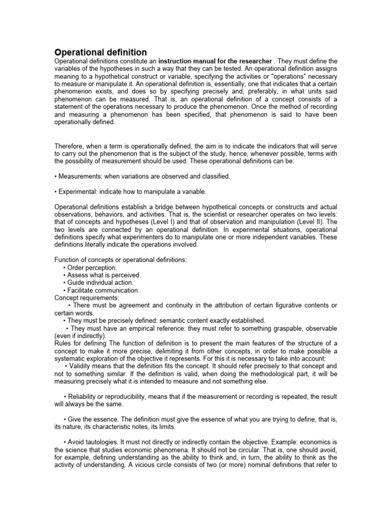 Operational Definition | Download Free PDF | Hypothesis | Definition