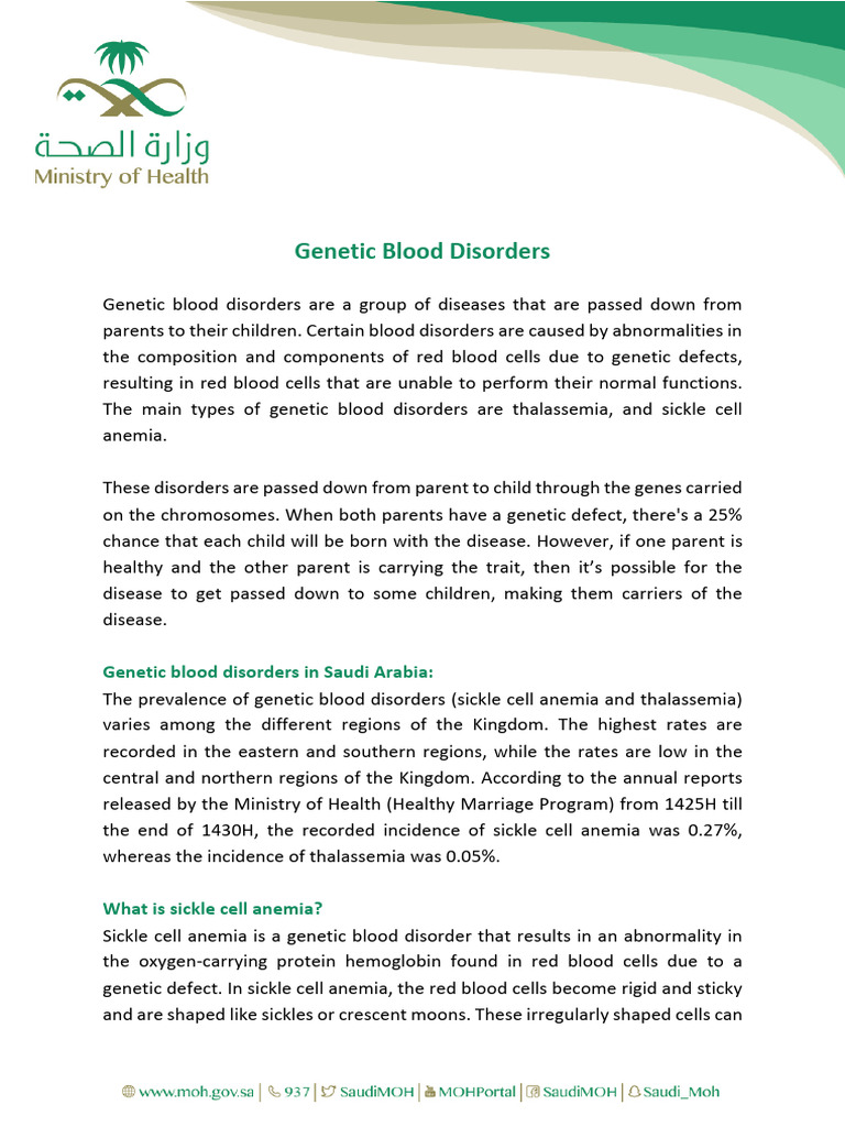 Genetic Blood Disorders | PDF | Anemia | Genetic Disorder