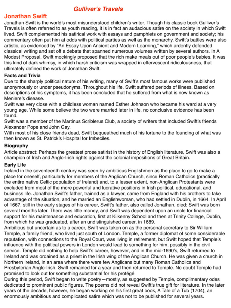 Gulliver's Travels | PDF | Jonathan Swift | Gulliver's Travels