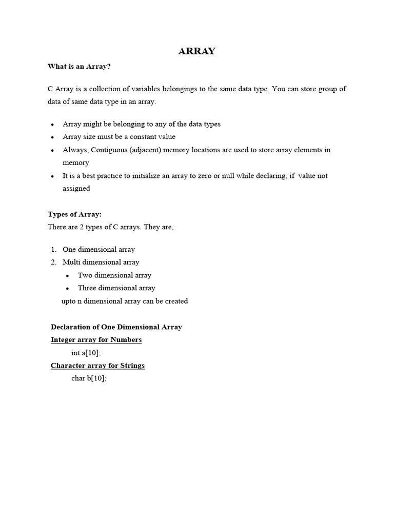 CA2 Notes Array For Students1 | PDF | Integer (Computer Science) | Data ... CA2 Notes Array For Students1 | PDF | Integer (Computer Science) | Data ...