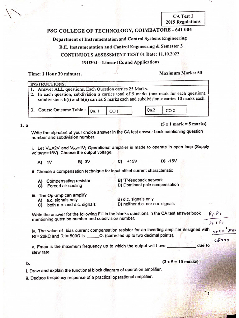 CA 1 Question Papers | PDF