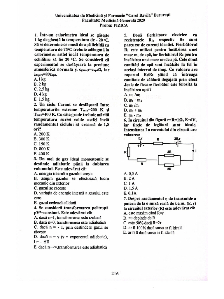 Admiteri Simulari 2020-2023 | PDF