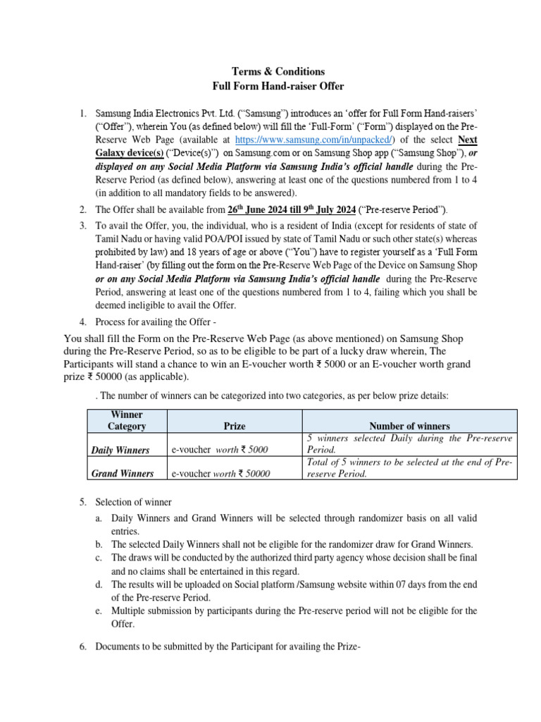 Full Form Hand Raiser Offer | PDF | Legal Liability | Indemnity