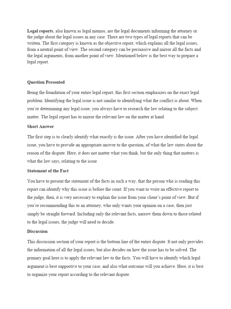 Legal Report | PDF | Memorandum | Lawyer