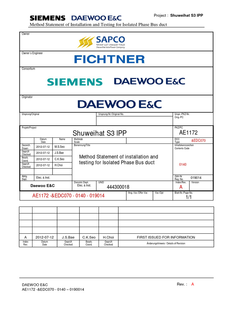 A1300, B2220 - MS of Installation and Testing For Isolated Phase Bus ...