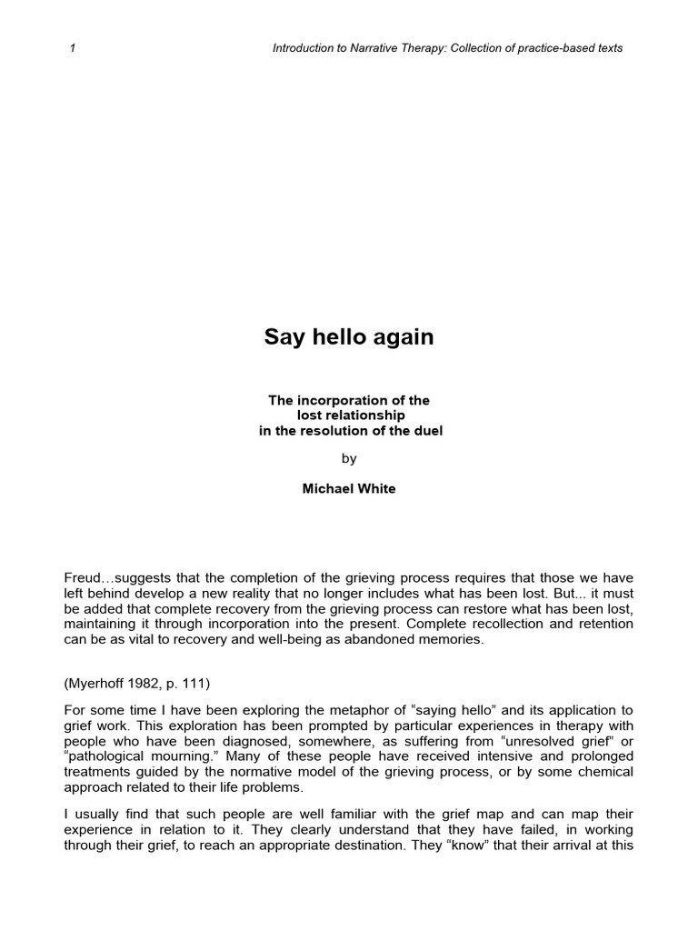 Say Hello Again - Michael White | PDF | Grief | Experience