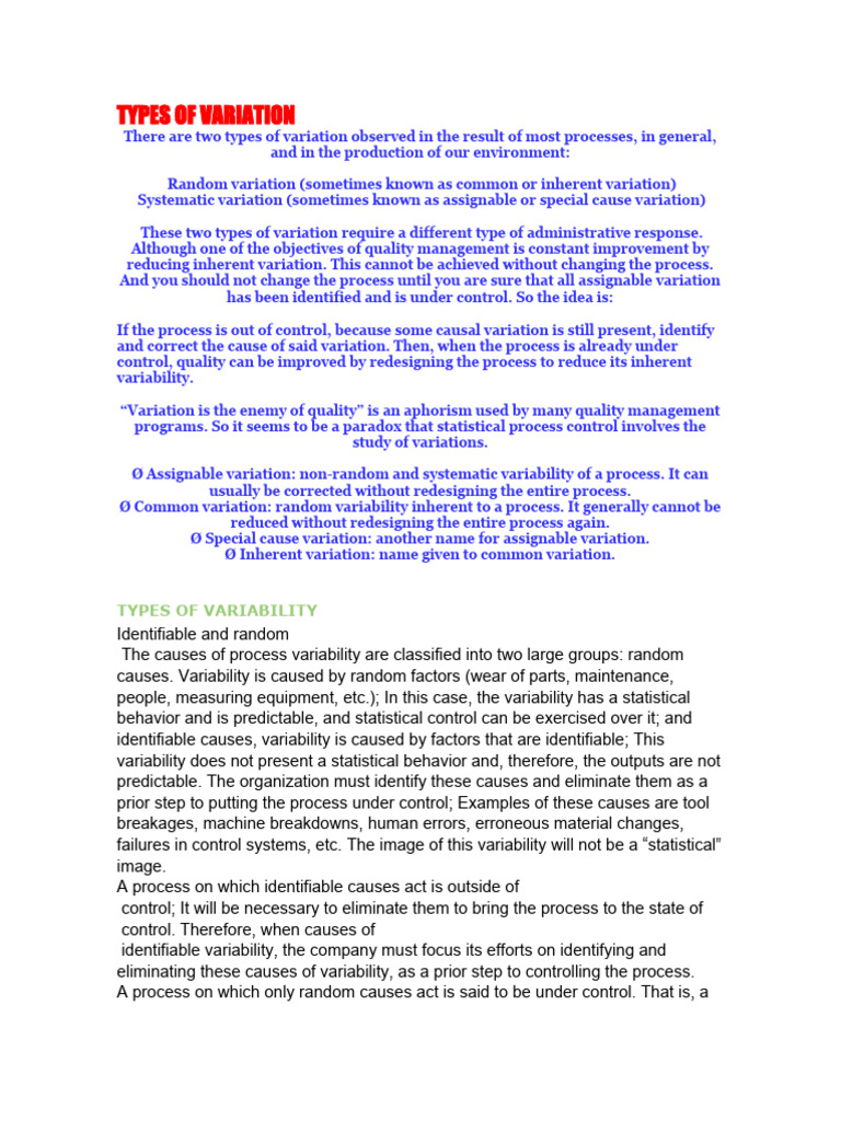 Types of Variation | Download Free PDF | Statistics | Statistical ...