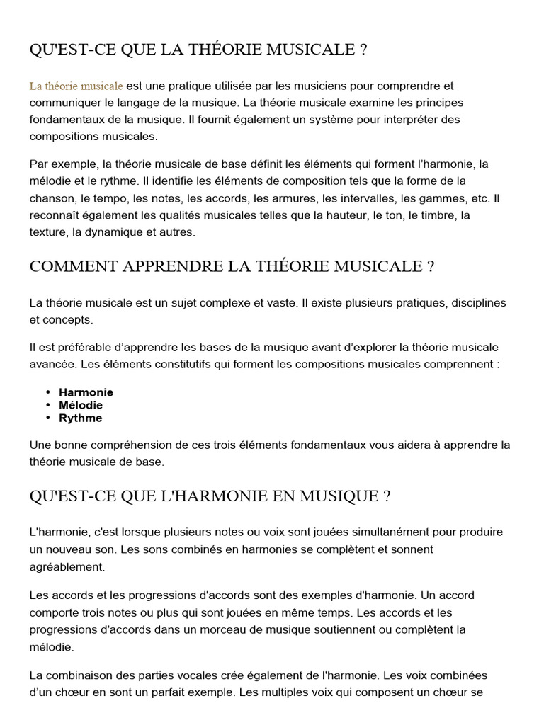 Bases de la théorie musicale expliquées | PDF | Accord (Musique ...