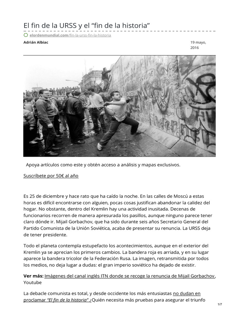 El Fin de La URSS y El Fin de La Historia | PDF | Unión Soviética ...
