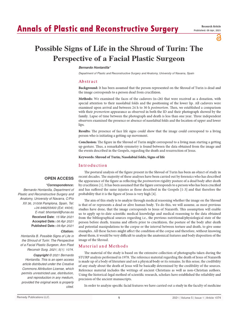 Possible Signs of Life in The Shroud of Turin The 6889 | PDF | Hand | Thumb