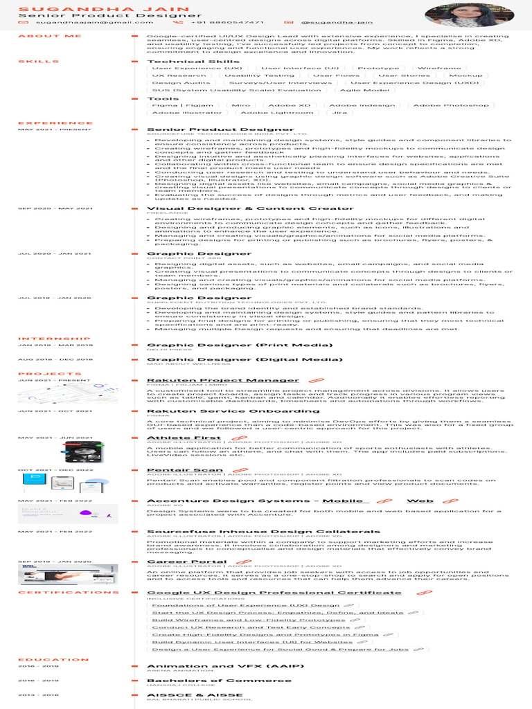 Senior Product Designer Resume | PDF | Computing | Human Communication