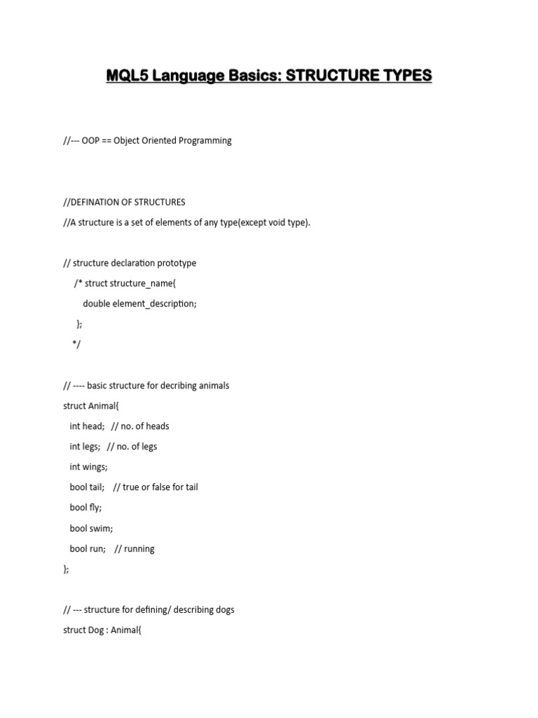 MQL5 Language Basics STRUCTURES | PDF