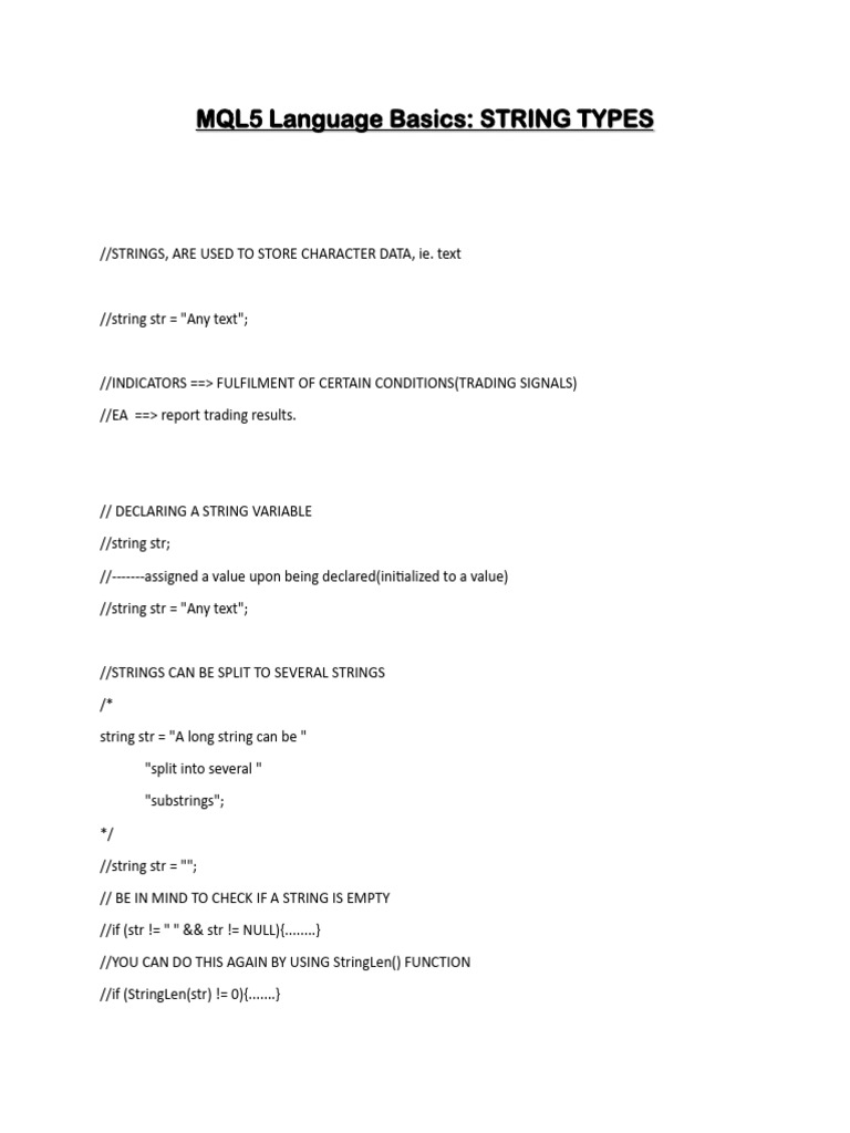 MQL5 Language Basics STRING TYPES | PDF | Integer (Computer Science ...