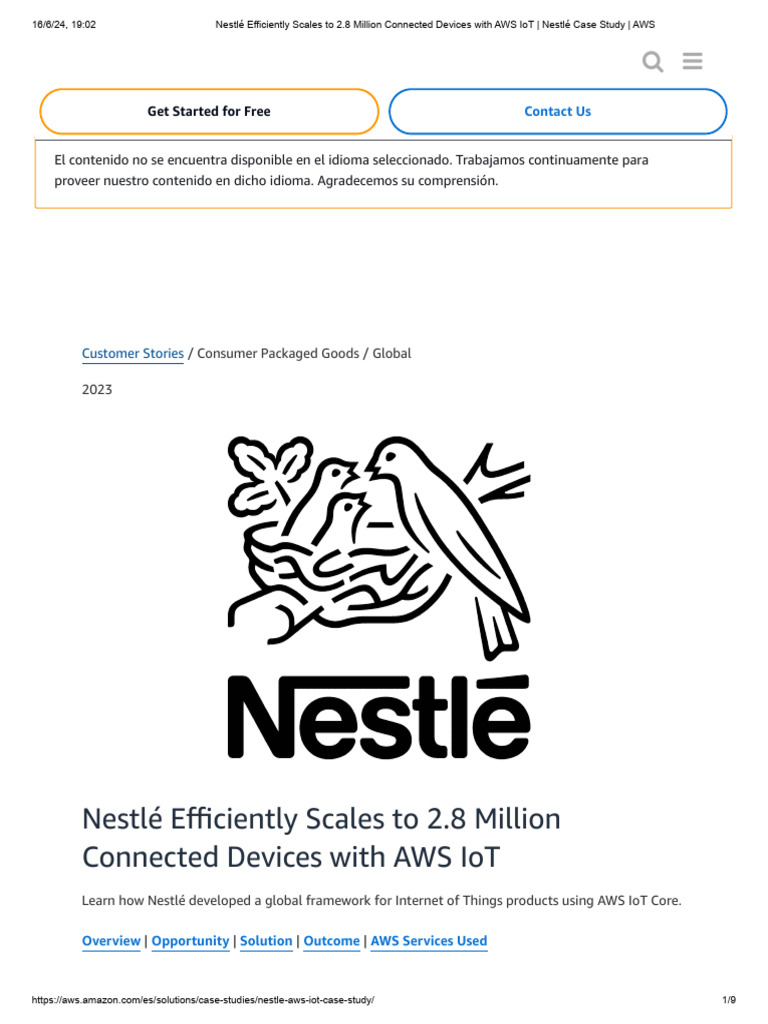 Nestlé's IoT Success with AWS | PDF | Internet Of Things | Amazon Web ...