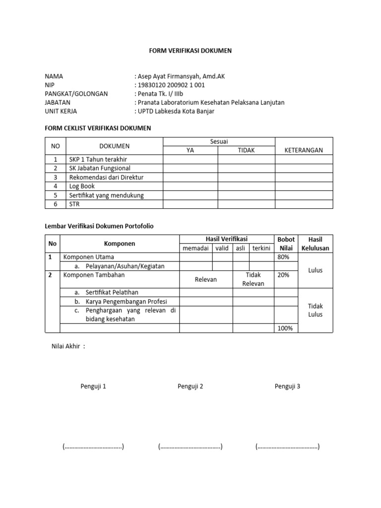 FORM VERIFIKASI DOKUMEN A | PDF
